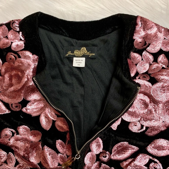 Joan Boyce | Jackets & Coats | Joan Boyce Zippered Pink Appliqu Jacket ...